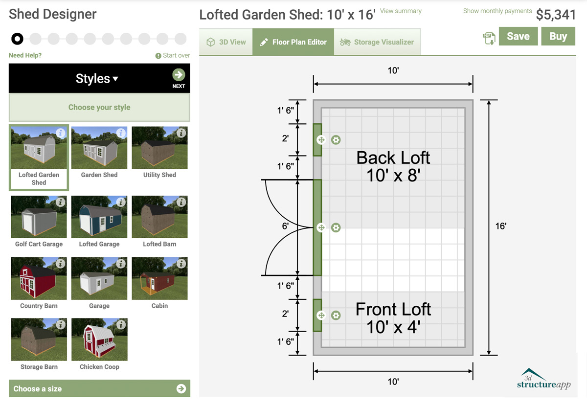 Shed Designer | Sunrise Structures